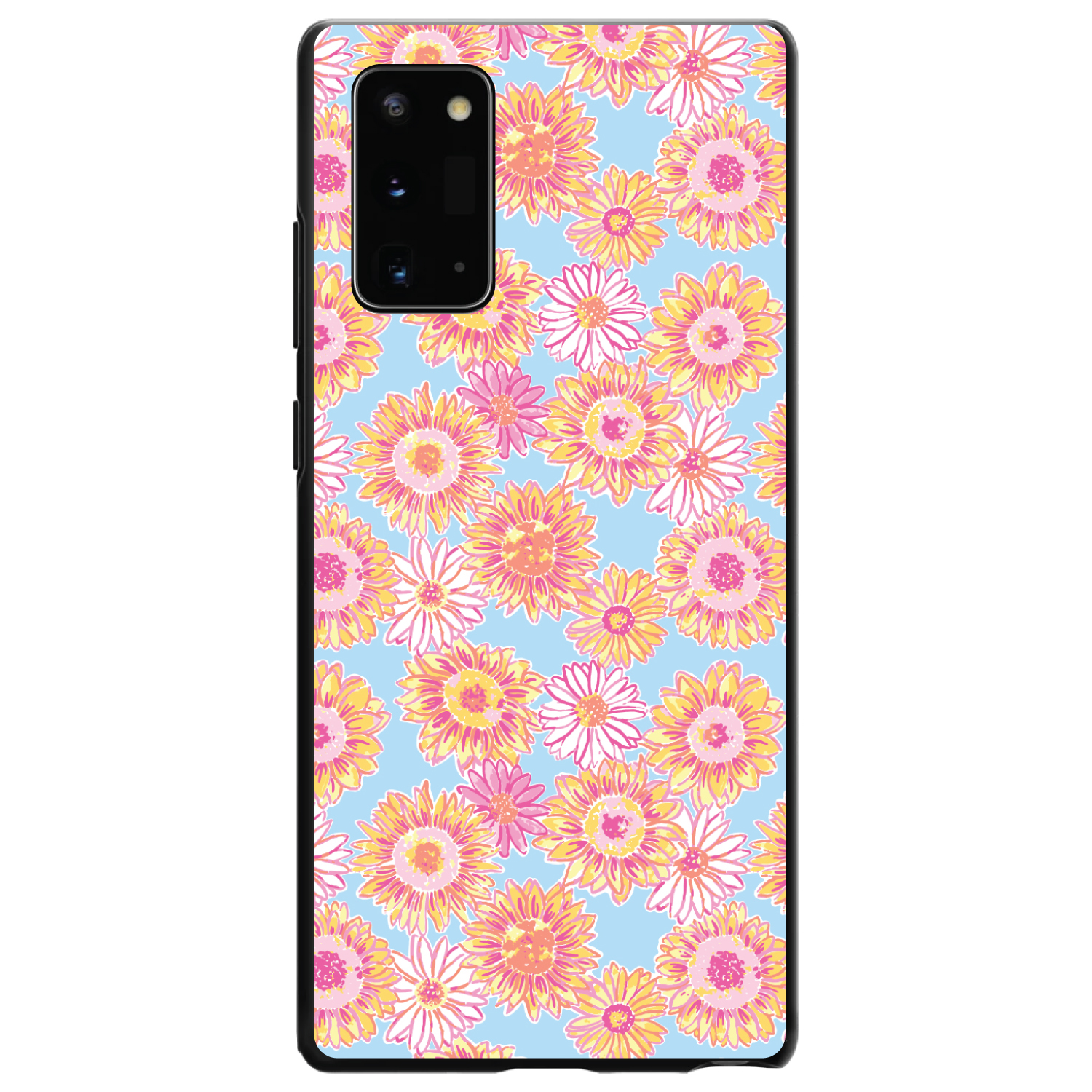 Hard Case Cover for Samsung Galaxy Note Preppy Blue Pink Yellow Flowers ...