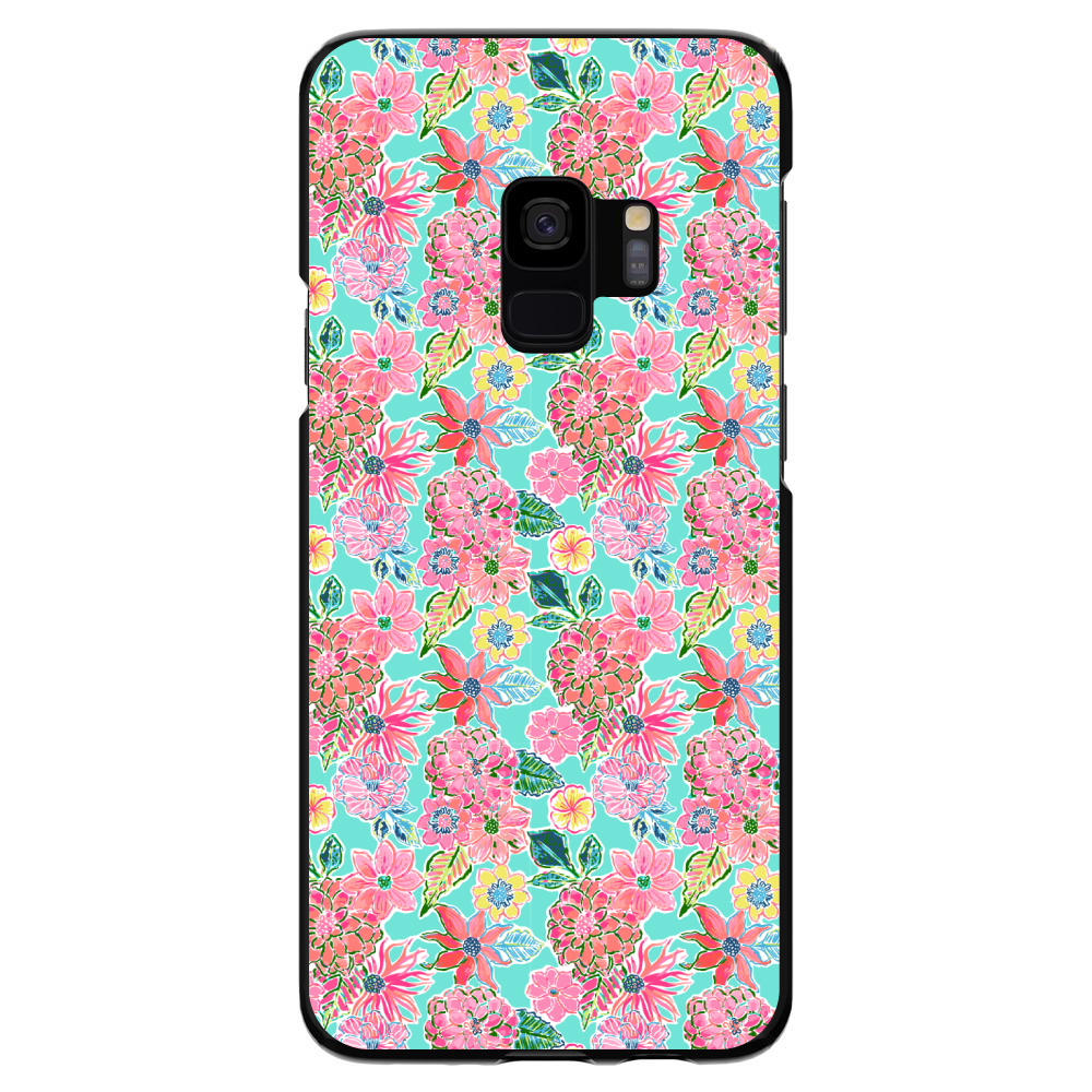 Hard Case Cover for Samsung Galaxy S Preppy Flowers on Teal Background ...